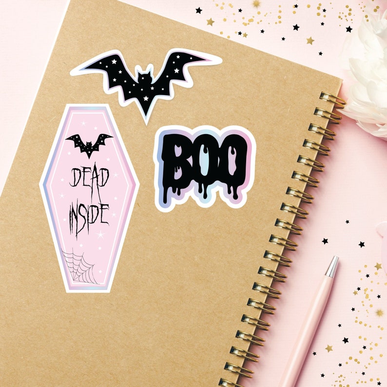 Dead Inside Coffin Sticker Set Pastel Goth Bat Sticker Set - Etsy