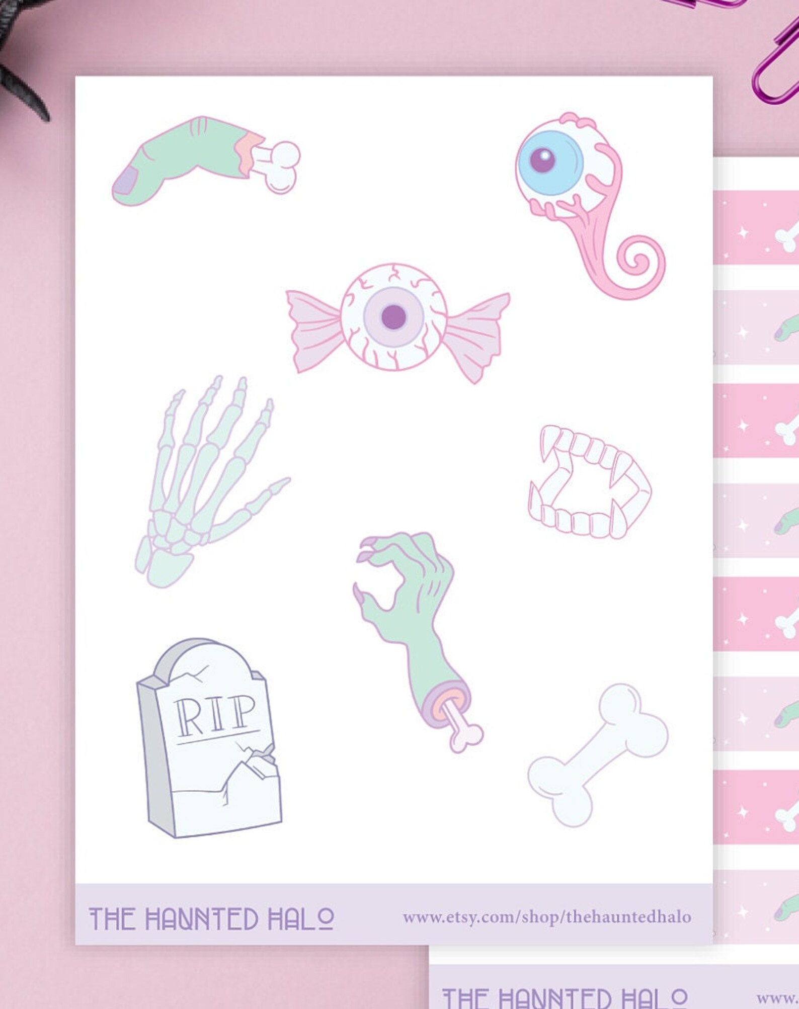 Pastel Halloween Sticker Sheet Pink Halloween Stickers - Etsy