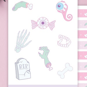 Pastel Halloween Sticker Sheet| Pink Halloween Stickers| Kawaii ...
