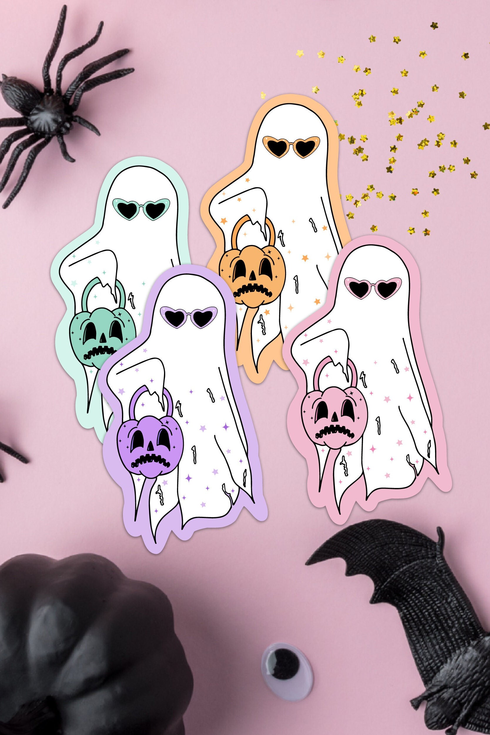 Pastel Ghost Sticker Set Halloween Ghost Sticker Pack Ghost - Etsy