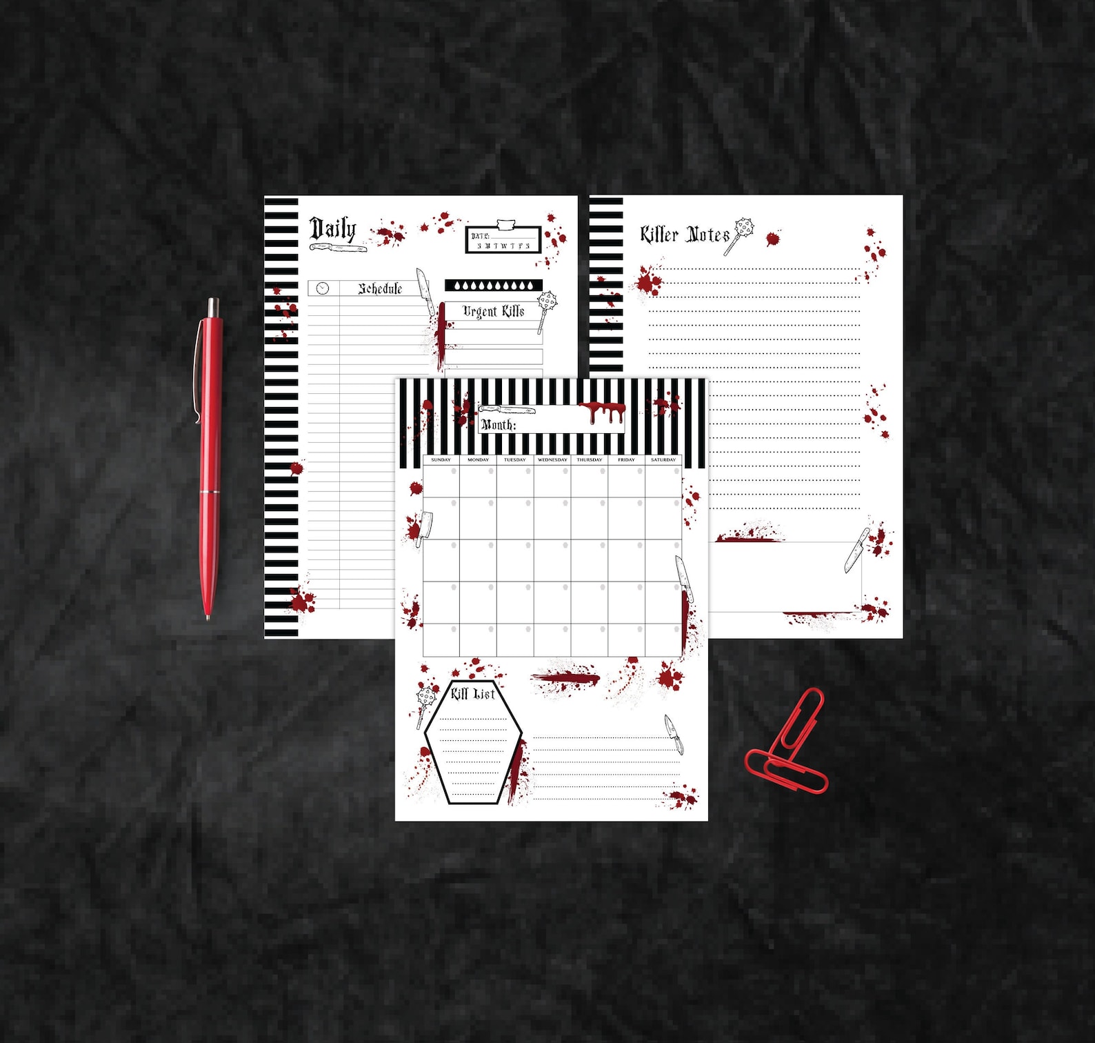 Gothic Monthly Planner Instant Download| Printable Daily Planner Pages ...