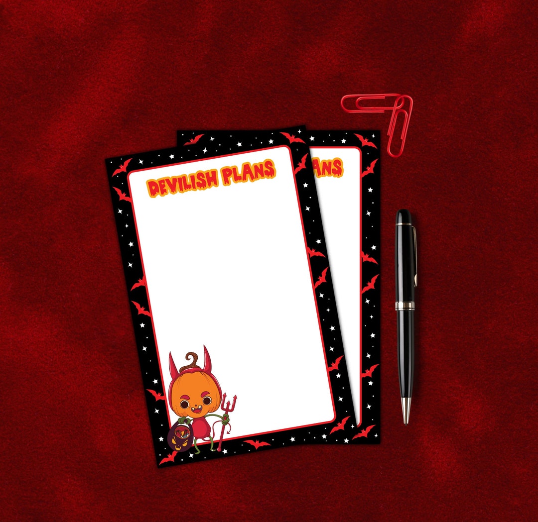Devil Notepad| Red Bats Note Pad| Halloween Memo Pad| Evil Plans to Do ...