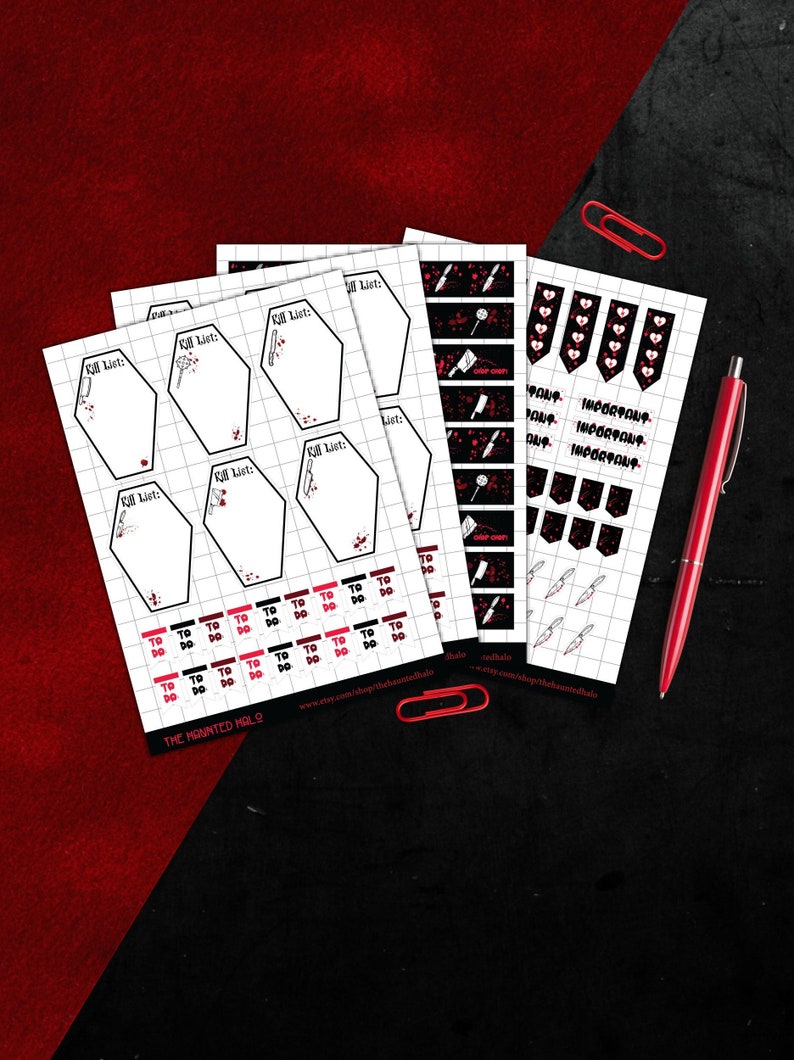 Bloody Knives Sticker Sheet Gothic Stickers Coffin Planner - Etsy