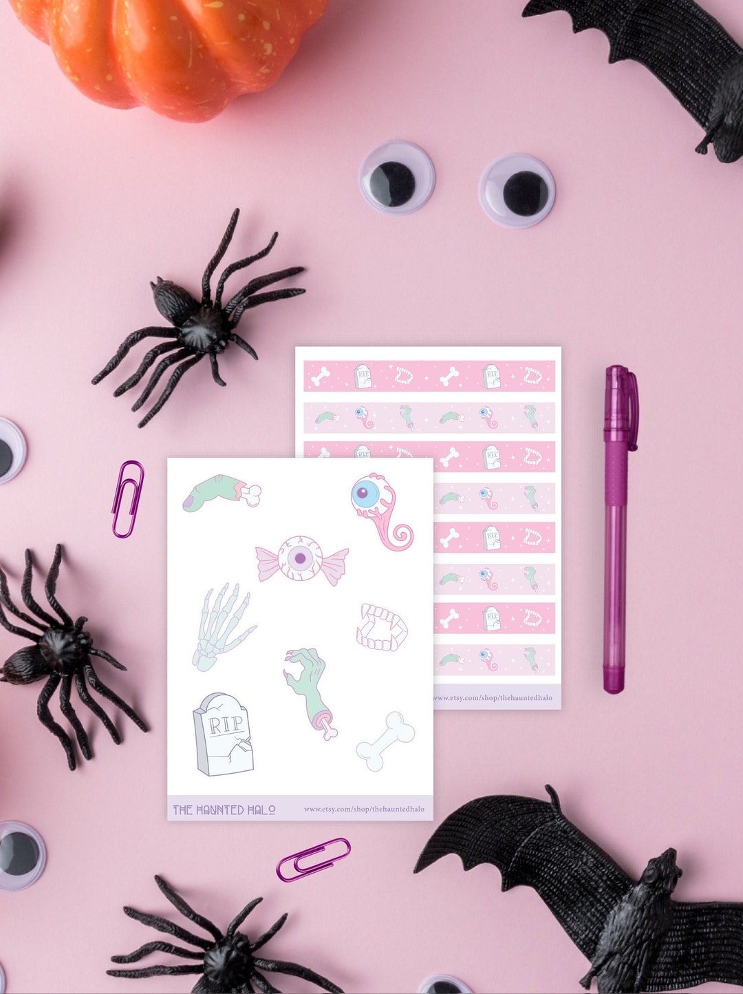 Pastel Halloween Sticker Sheet| Pink Halloween Stickers| Kawaii ...