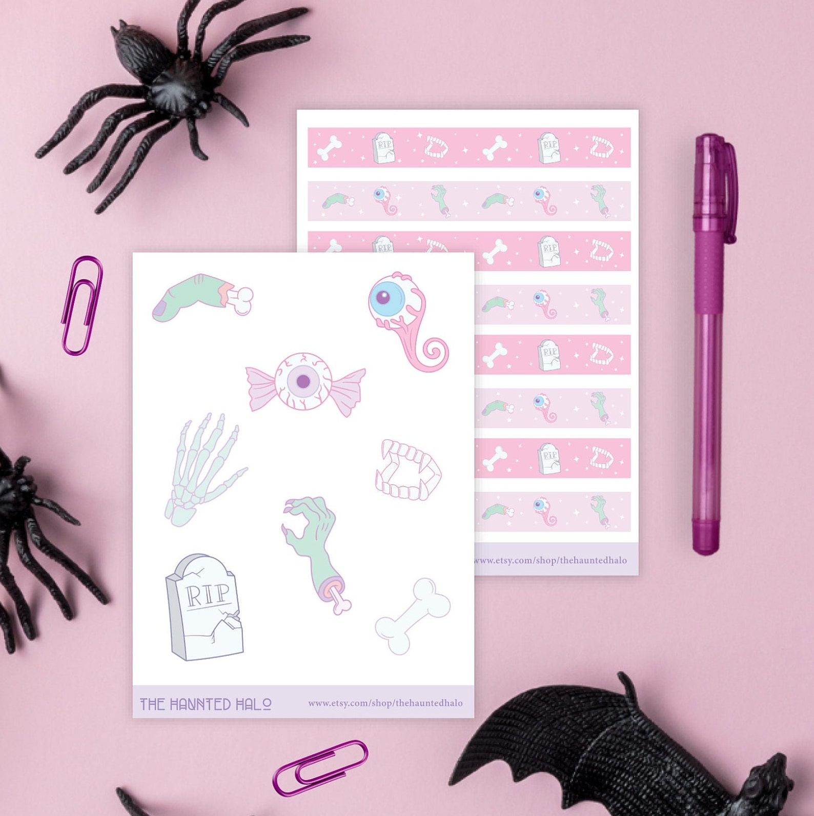 Pastel Halloween Sticker Sheet Pink Halloween Stickers - Etsy