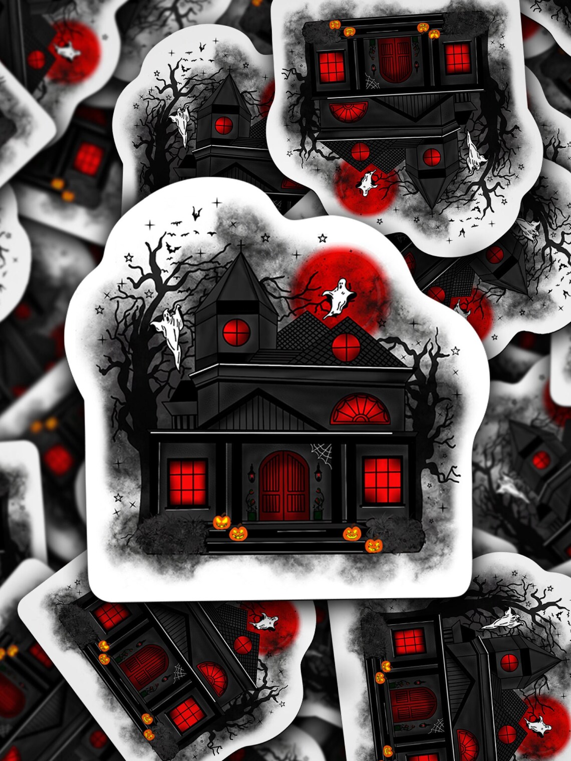 Haunted House Sticker Gothic House Sticker Spooky Mansion - Etsy