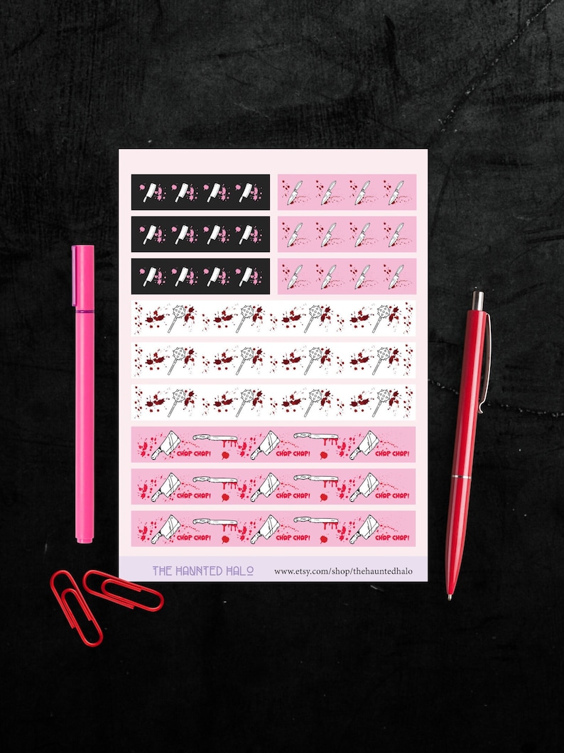 Bloody Knives Sticker Sheet Pink Knives Planner Stickers - Etsy