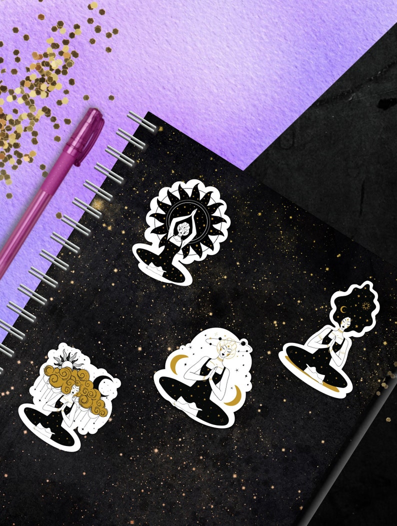 Celestial Goddess Sticker Pack| Celestial Yoga Stickers| Witchy Sticker ...
