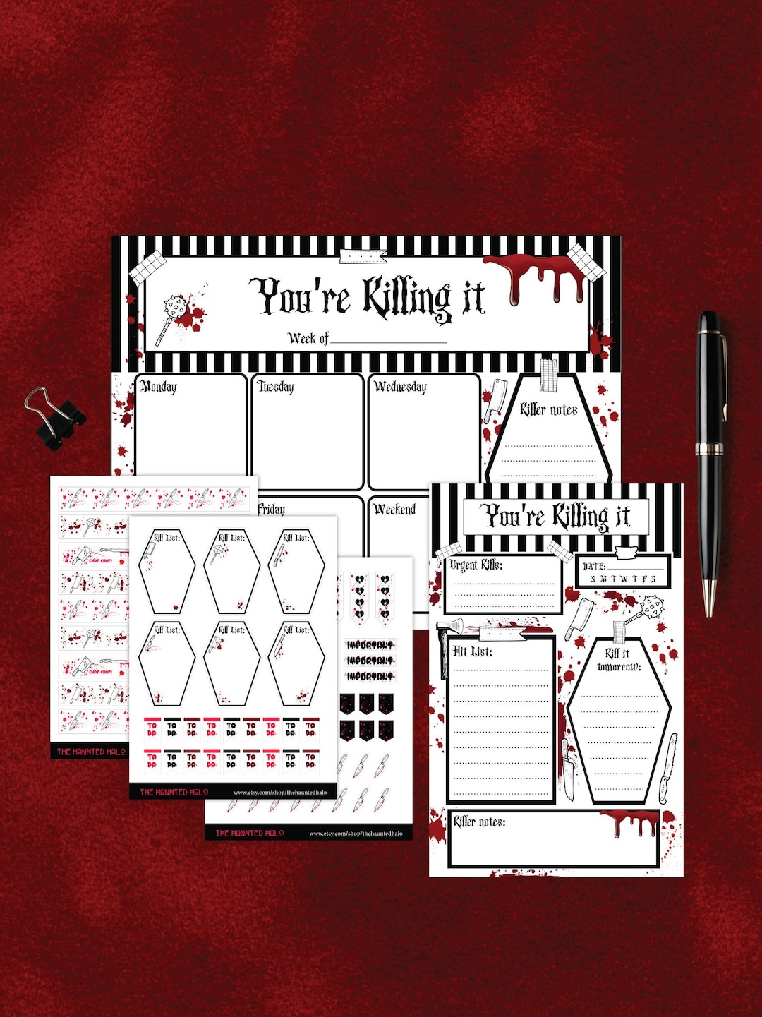 Kill List Stationery Gift Set Killer Notepad Bundle Set Gothic Note Pad ...