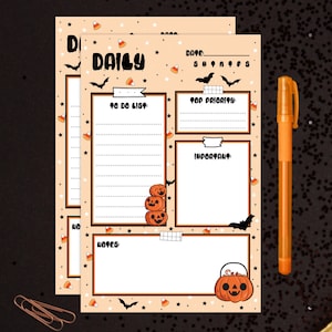 Halloween Daily Notepad| Pumpkin Tear Away Memo Pad| Orange Halloween ...