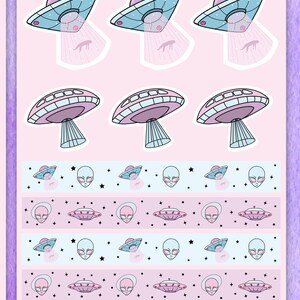 Pink Alien Sticker Sheet| UFO Sticker Set| Pastel Alien Planner ...