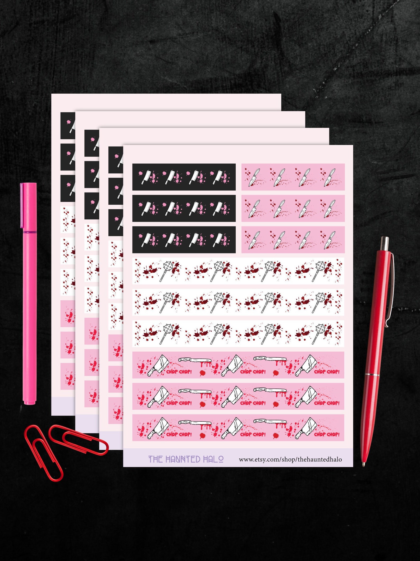 Bloody Knives Sticker Sheet Pink Knives Planner Stickers - Etsy