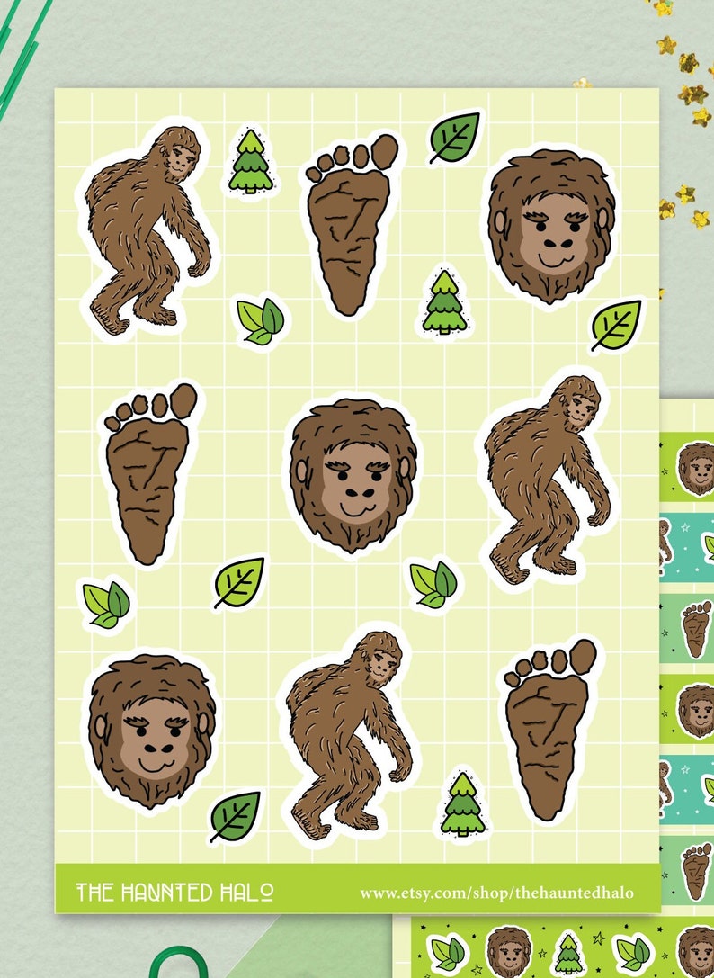 Bigfoot Sticker Sheet Sasquatch Stickers Forest Cryptid - Etsy