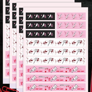 Bloody Knives Sticker Sheet| Pink Knives Planner Stickers| Pastel Goth ...