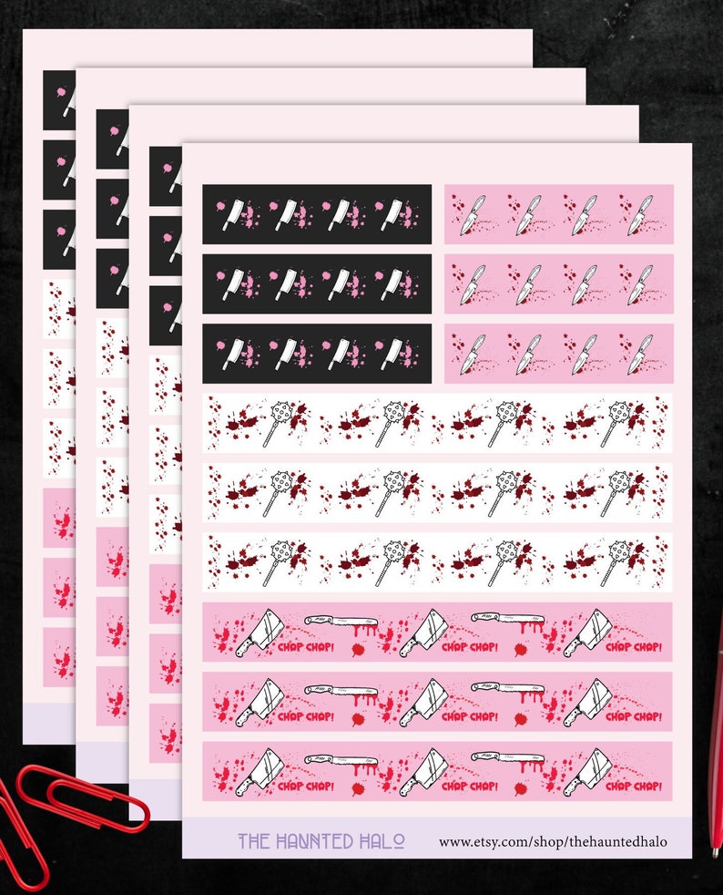 Bloody Knives Sticker Sheet Pink Knives Planner Stickers - Etsy