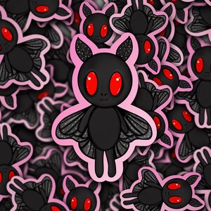 Pink Mothman Sticker | Cute Cryptid Sticker | Mothman Cryptid Creature ...
