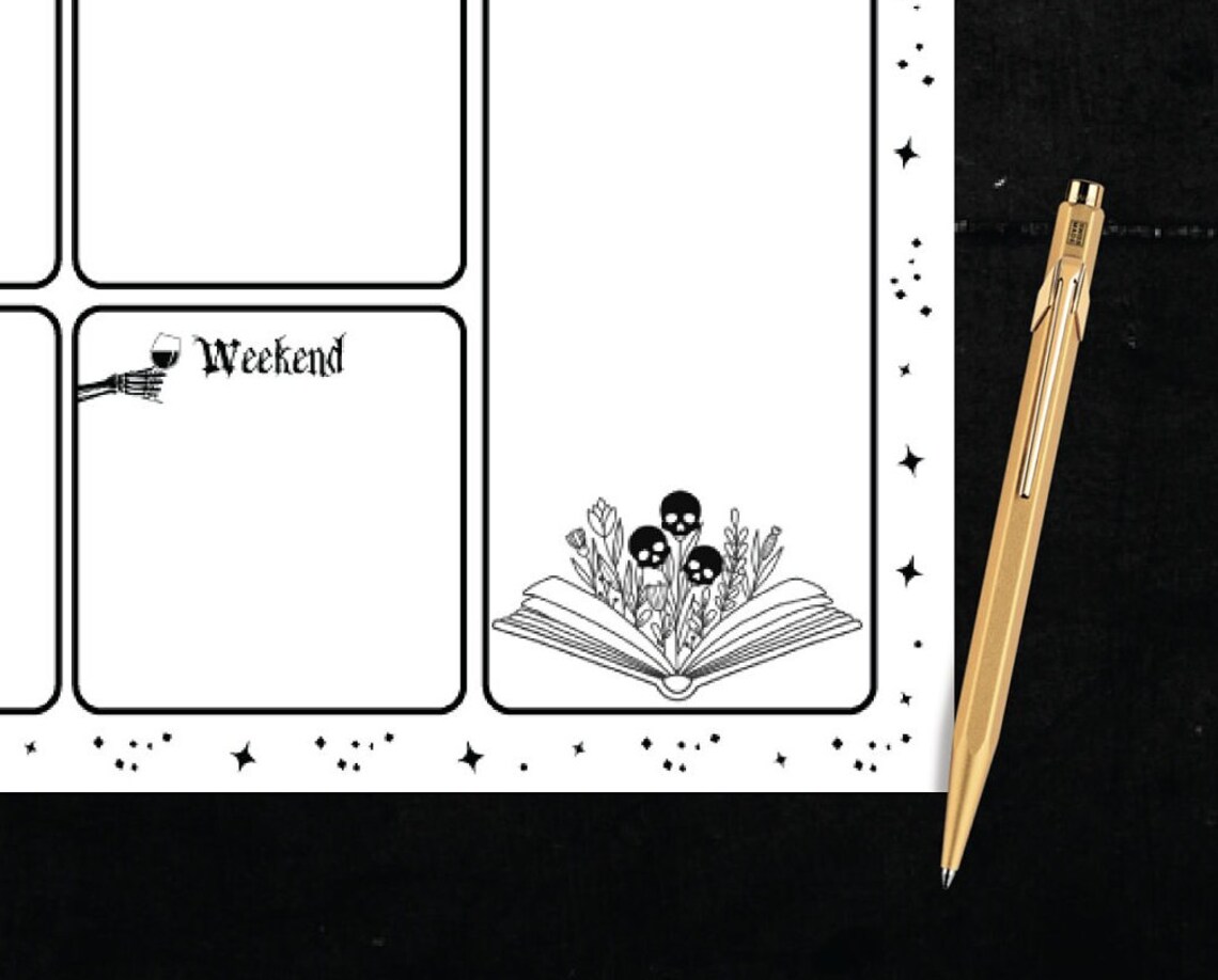 Gothic Weekly Planner Skeleton Note Pad Gothic Memo Pad - Etsy