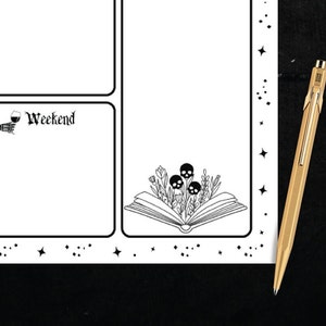 Gothic Weekly Planner| Skeleton Note Pad| Gothic Memo Pad| Bones Tear ...