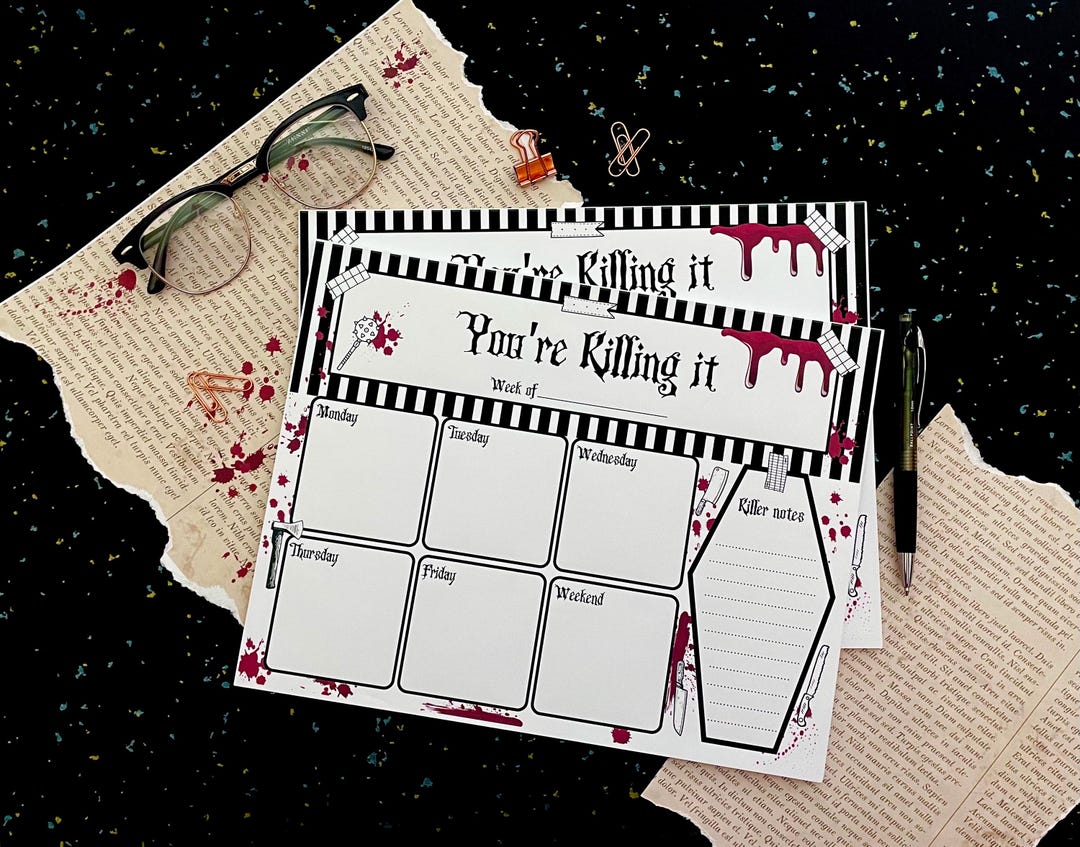 Weekly Kill List Notepad| Killer Note Pad| Gothic Note Pad| True Crime ...
