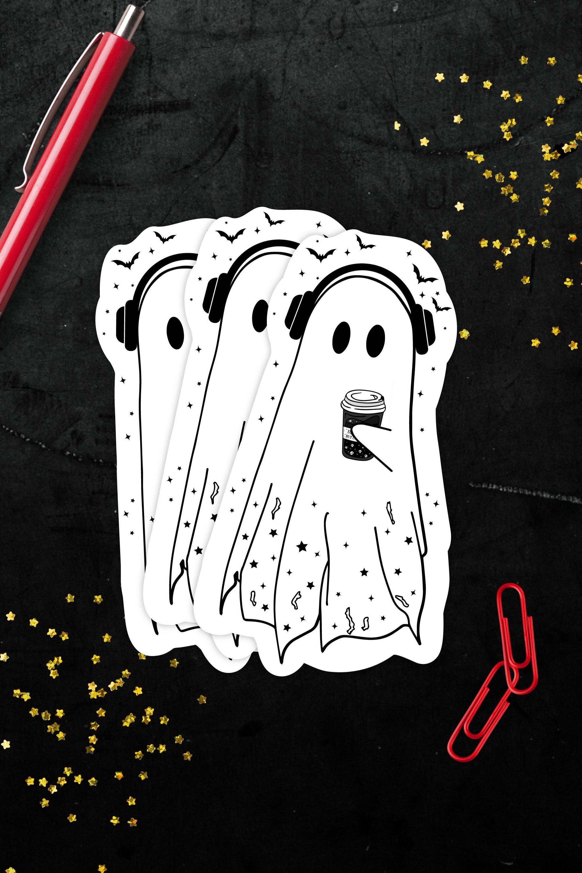 Spooky Ghost Sticker| Halloween Coffee Ghost| Ghost Sticker| Retro ...
