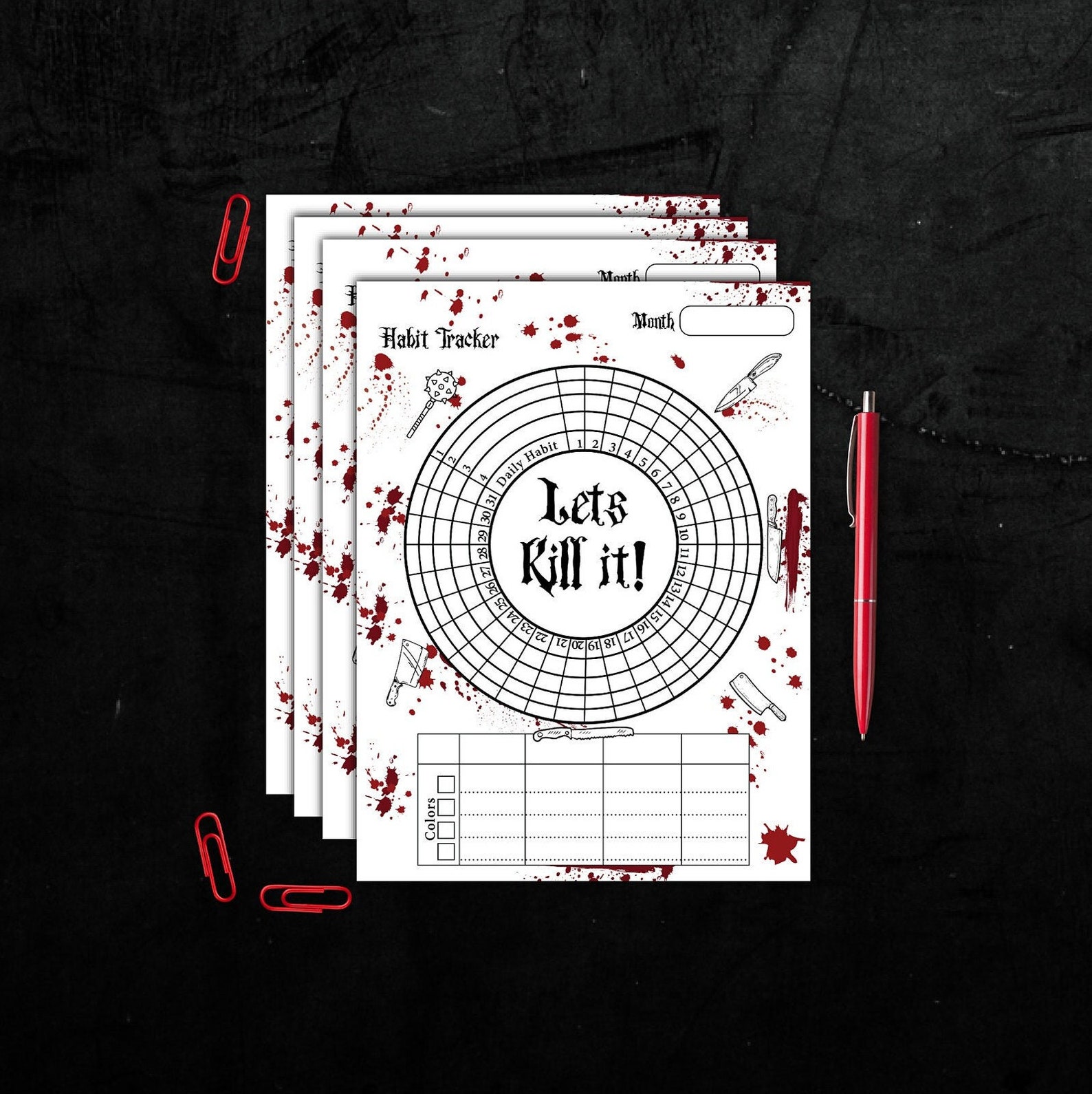 Gothic Habit Tracker Planner Sheets True Crime Tracker Pages - Etsy