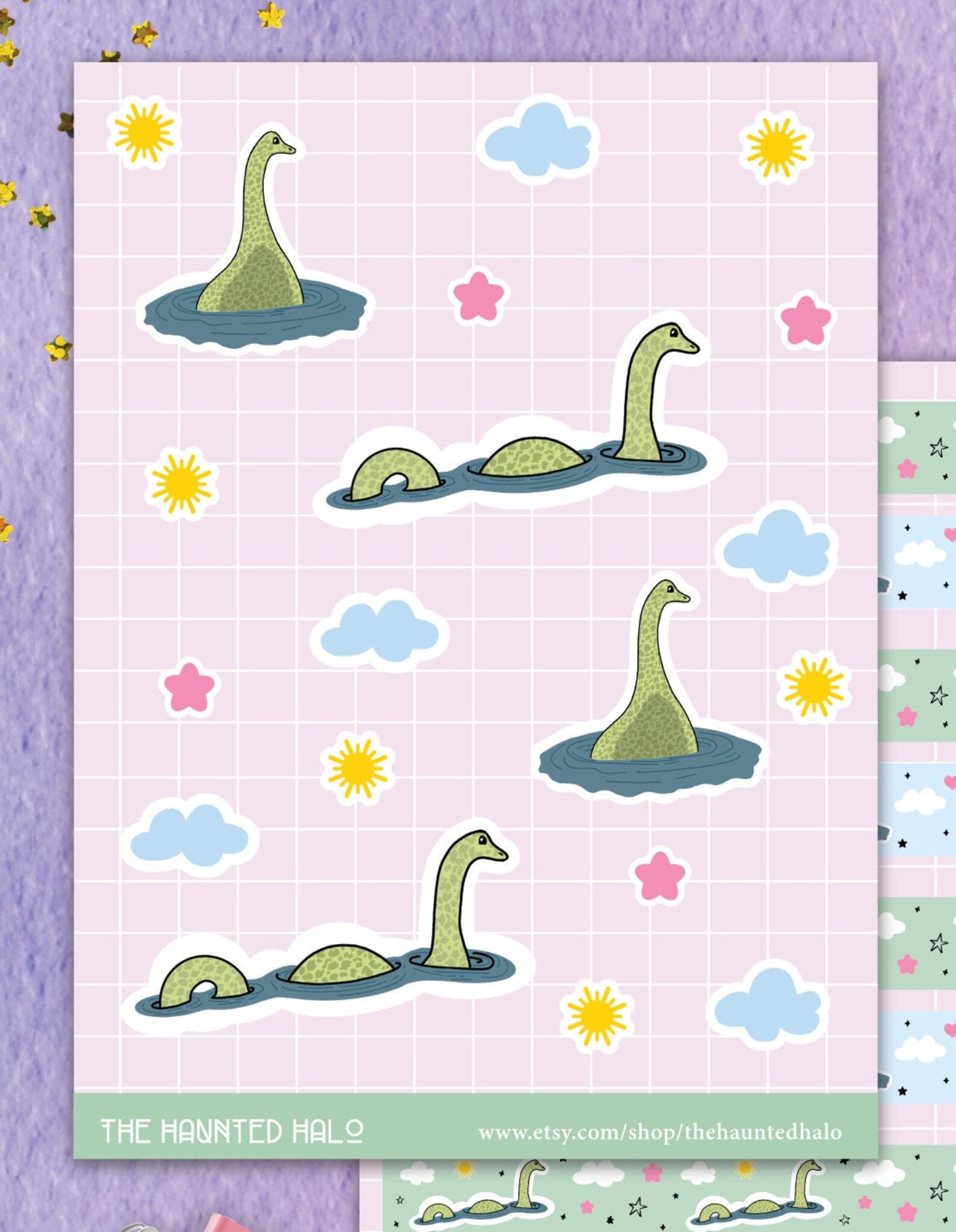 Nessie Sticker Sheet Loch Ness Monster Stickers Cute Cryptid - Etsy