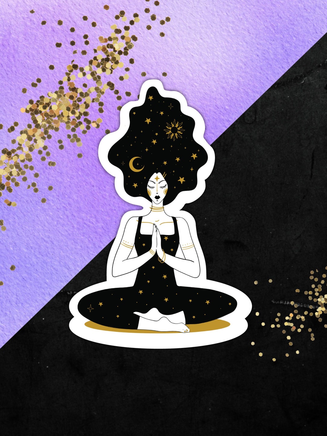 Mystical Goddess Sticker| Celestial Witchy Sticker| Meditation Sticker ...