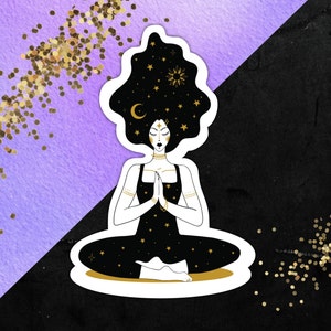 Mystical Goddess Sticker| Celestial Witchy Sticker| Meditation Sticker ...