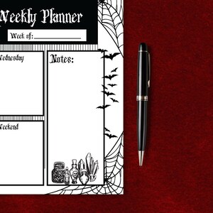 Weekly Gothic Notepad Weekly Bats Memo Pad Spiderweb Tear Away Pad ...