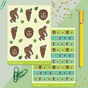 Bigfoot Sticker Sheet| Sasquatch Stickers| Forest Cryptid Sticker Set ...