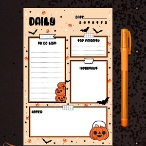 Halloween Daily Notepad| Pumpkin Tear Away Memo Pad| Orange Halloween ...