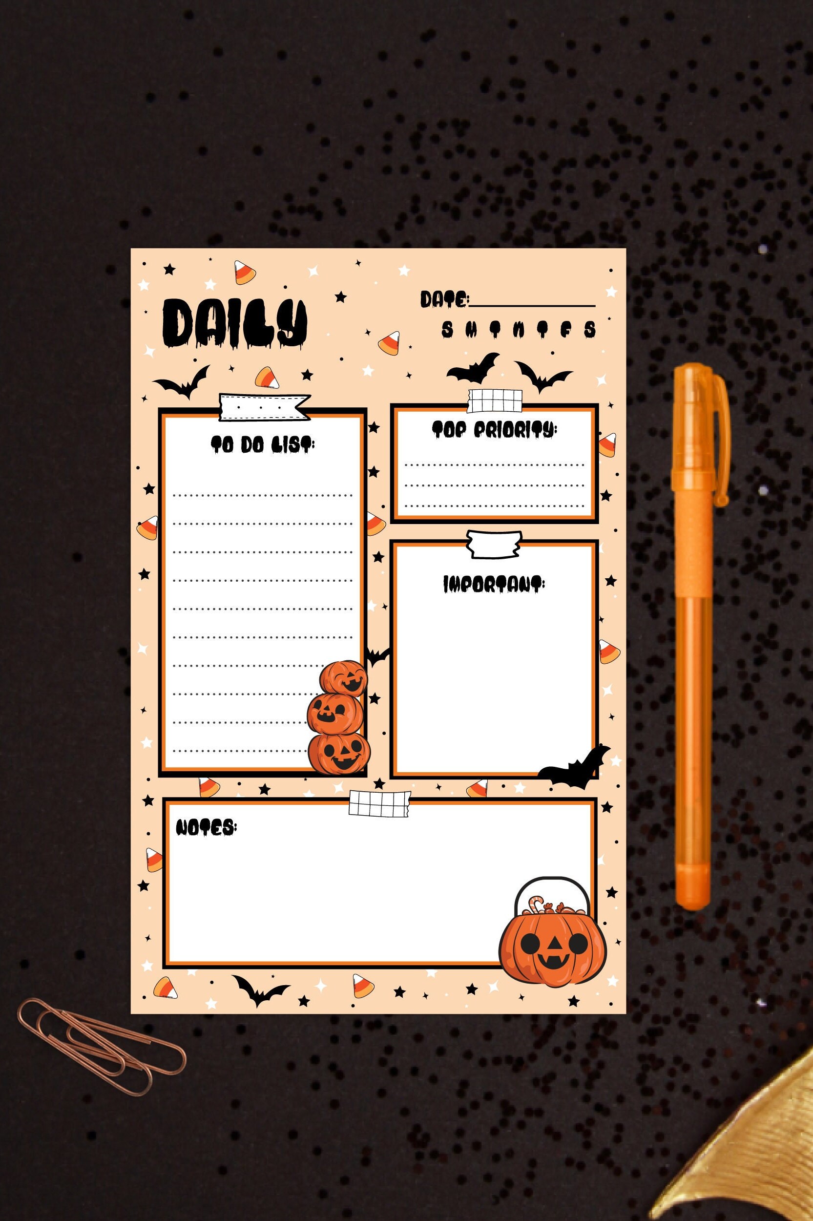 Halloween Daily Notepad| Pumpkin Tear Away Memo Pad| Orange Halloween ...