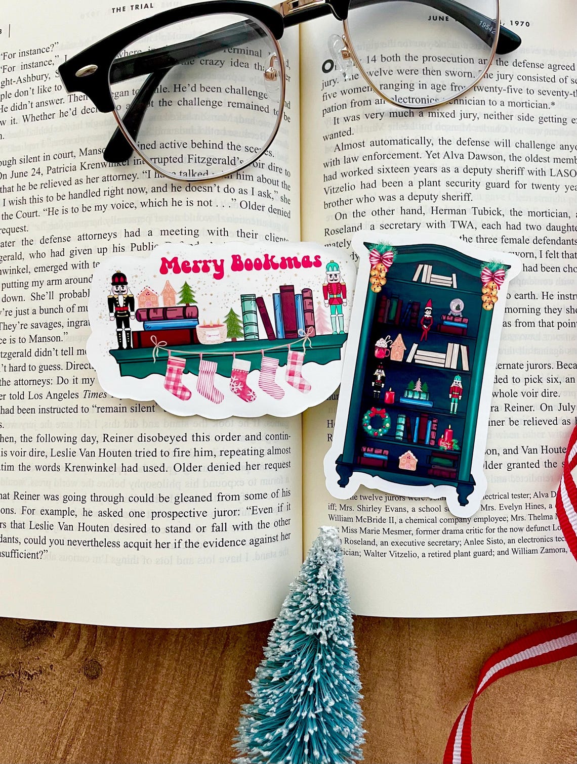 Christmas Bookish Sticker Set| Christmas Book Club Sticker - Etsy