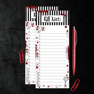 Kill List Notepad| Blood Splatter Note Pad| Gothic to Do List| True ...