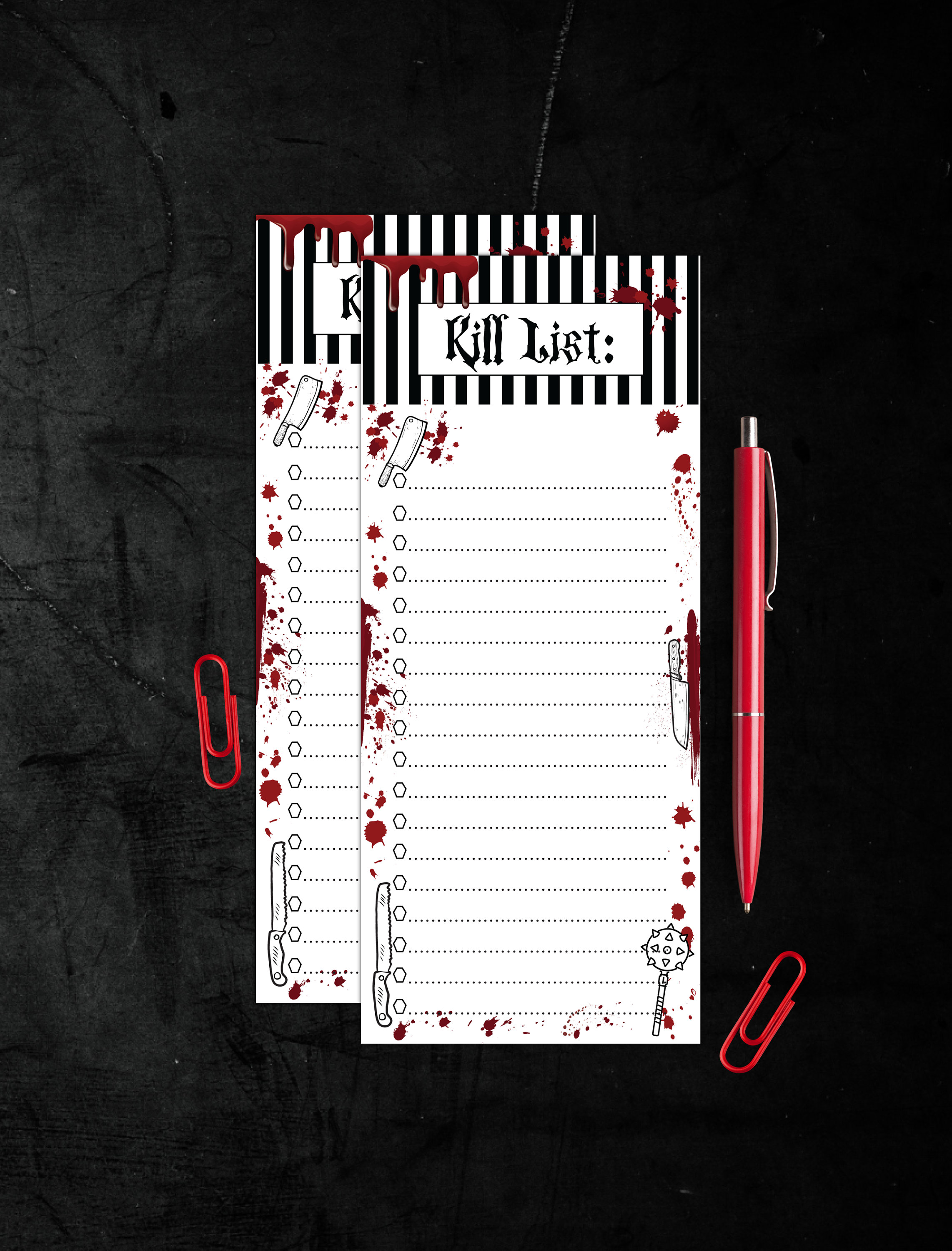 Kill List Notepad Blood Splatter Note Pad Gothic to Do List - Etsy