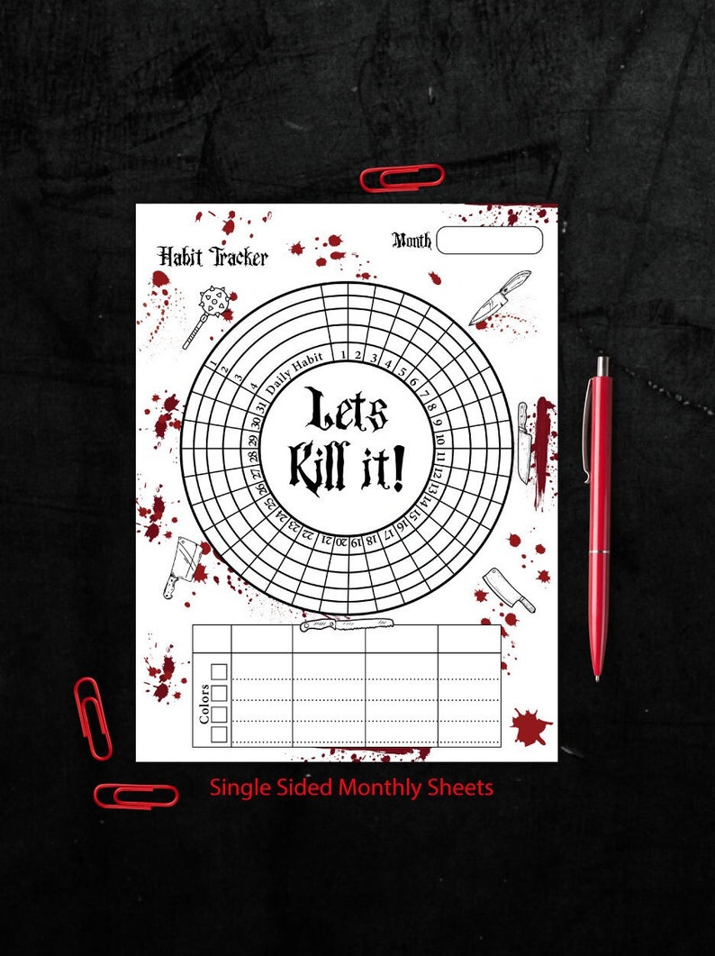 Printed Weekly Planner Pages| Weekly Kill List Planner Sheets| Gothic ...