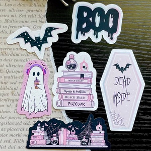 Pink Halloween Bookish Sticker Set Pastel Ghost Sticker Pack Spooky ...