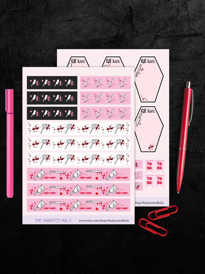 Pink Coffin Planner Sticker Sheet Killer Notes Planner - Etsy