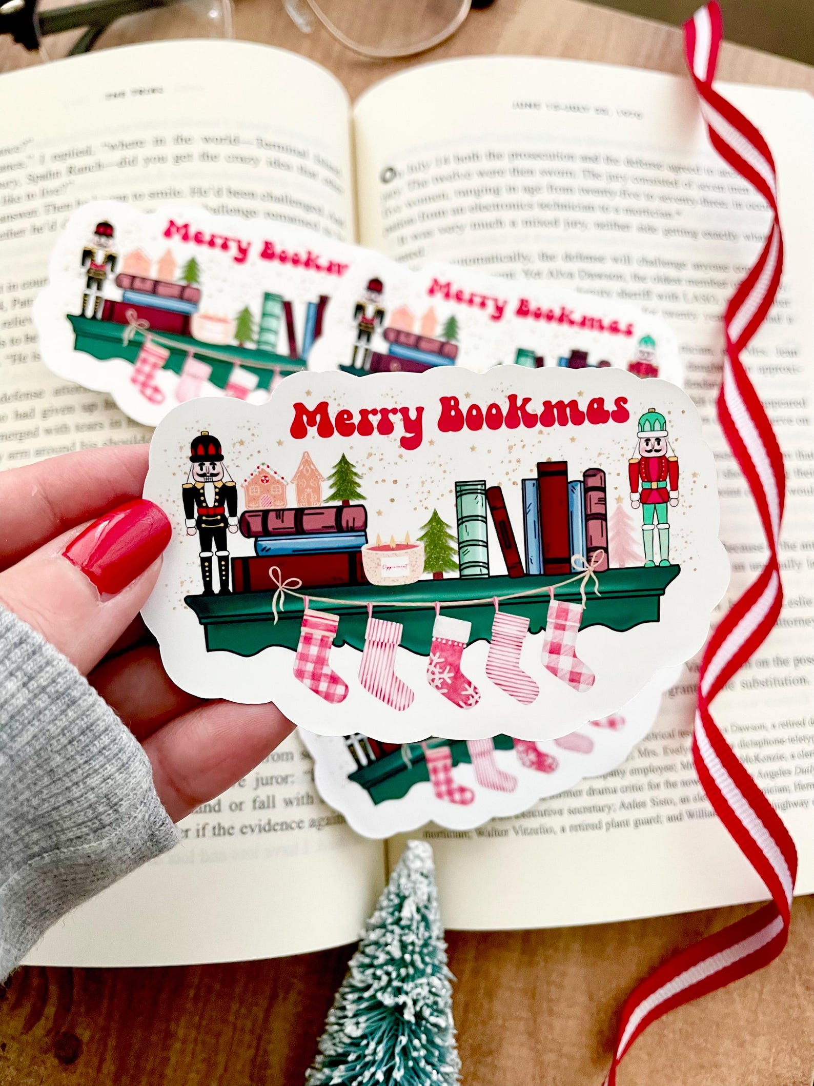 Christmas Bookish Sticker Set| Christmas Book Club Sticker - Etsy
