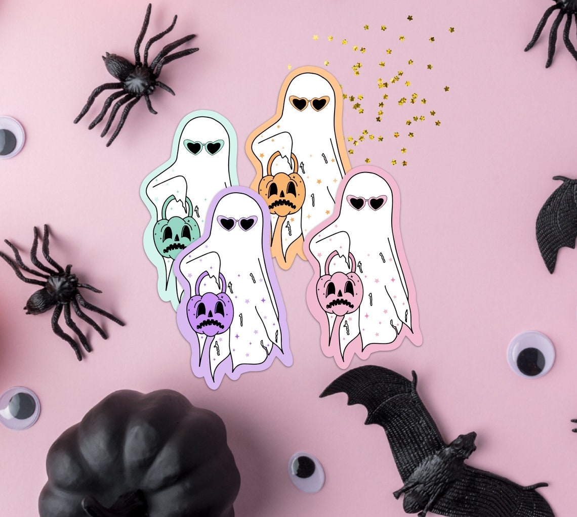 Pastel Ghost Sticker Set Halloween Ghost Sticker Pack Ghost - Etsy