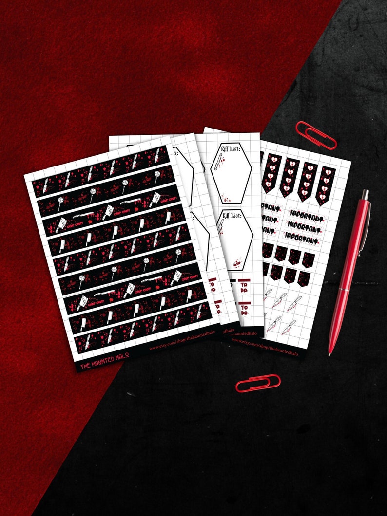 Bloody Knives Sticker Sheet Gothic Stickers Coffin Planner - Etsy