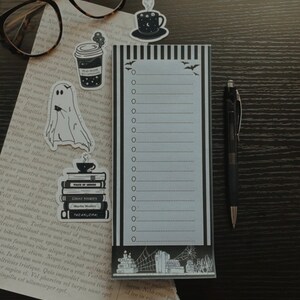 Gothic to Do List Gift Set| Spooky Bookish Notepad Sticker Set| Ghost ...