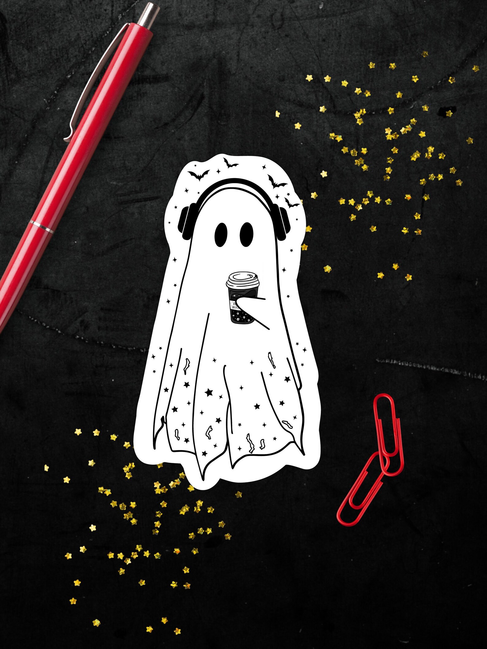 Spooky Ghost Sticker| Halloween Coffee Ghost| Ghost Sticker| Retro ...