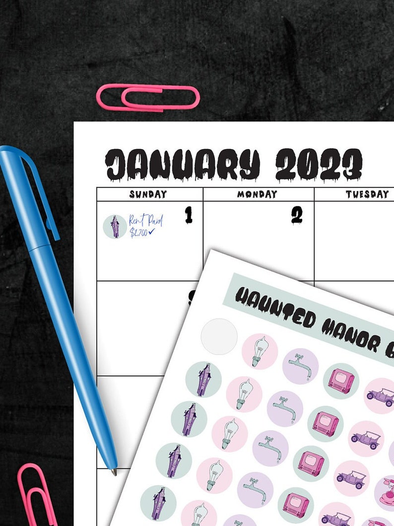 Spooky Bill Due Planner Sticker Sheet| Vintage Finance Planner Stickers ...