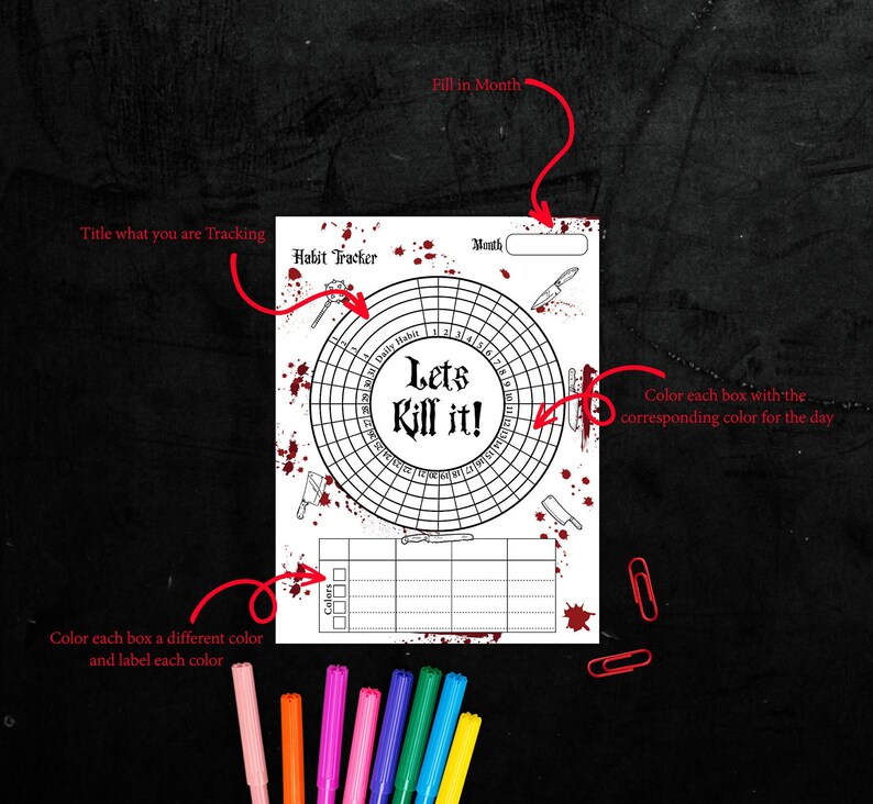 Printed Weekly Planner Pages| Weekly Kill List Planner Sheets| Gothic ...