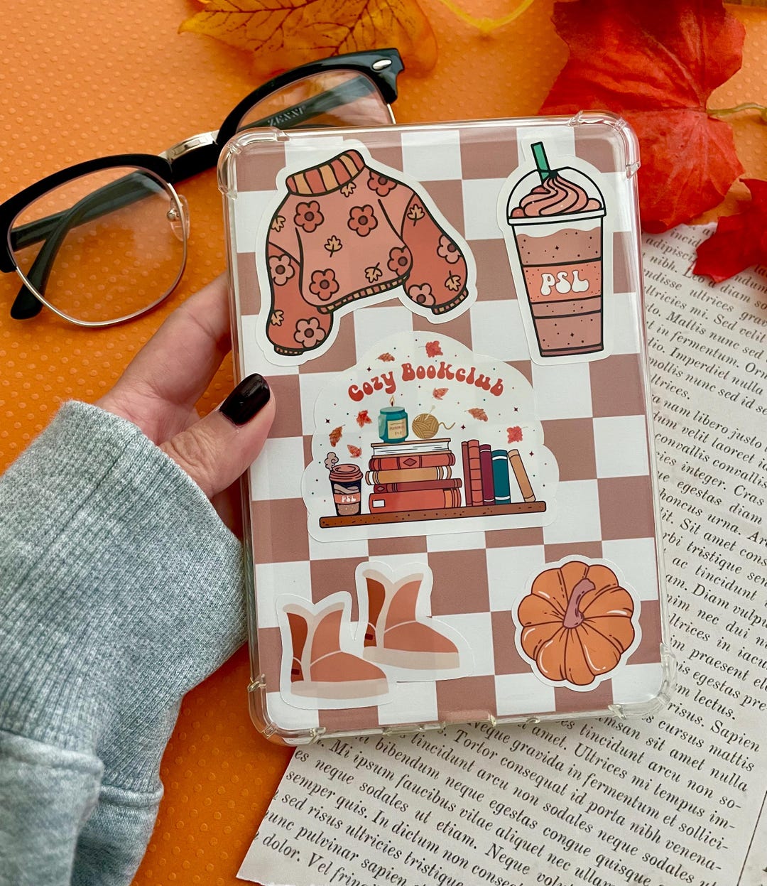 Fall Kindle Insert Gift Set | Autumn Checker Pattern With Stickers ...