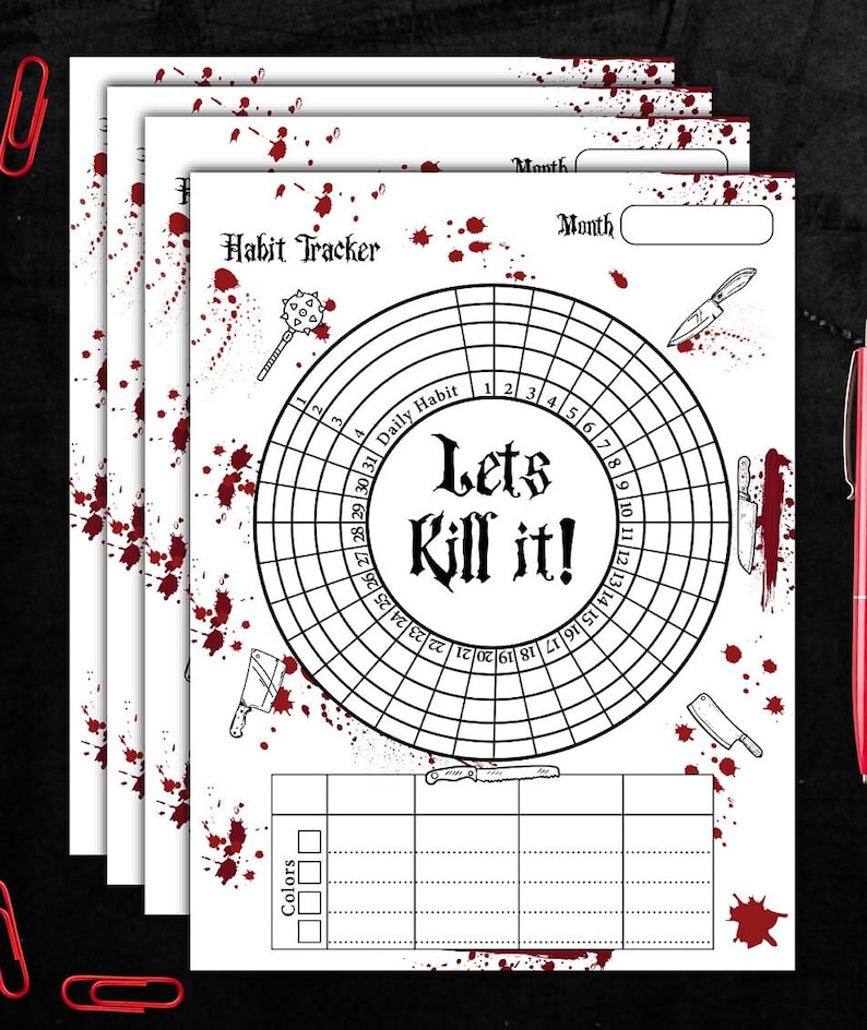 Gothic Habit Tracker Planner Sheets True Crime Tracker Pages - Etsy