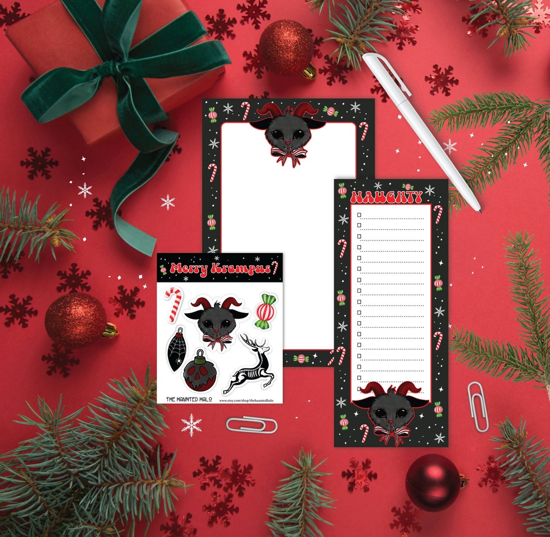 Krampus Notepad Gift Set| Creepy Christmas Stationery Bundle Set - Etsy