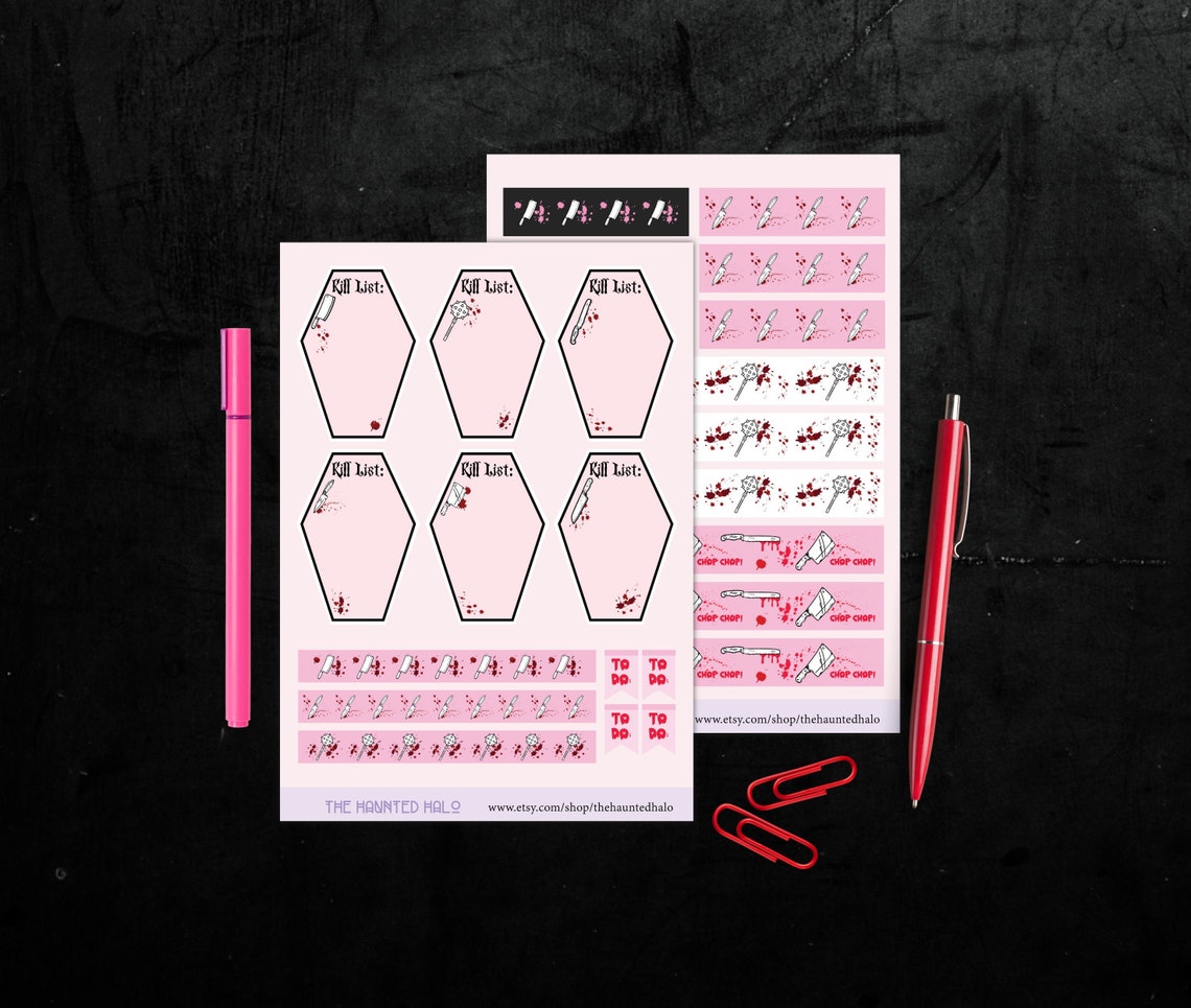 Pink Coffin Planner Sticker Sheet Killer Notes Planner - Etsy