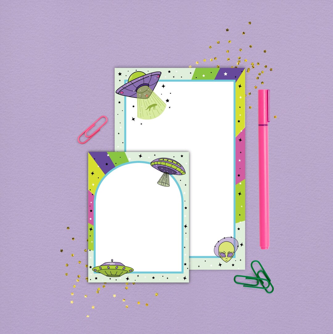 UFO Notepad Gift Set| Alien Tear Away Notepad| Green Alien Notepad ...